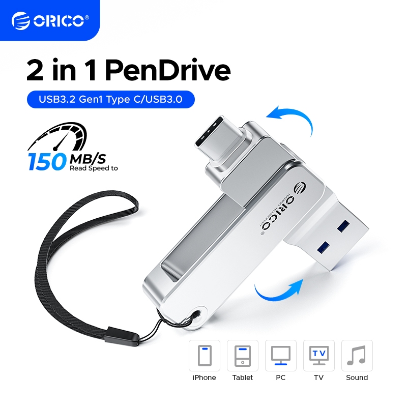 ORICO 2 in 1 Flash Drive 32G High Speed USB 3.2 Flash Drive Type-C ...