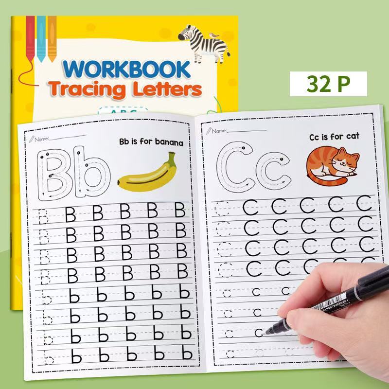 32Pages Kindergarten Nursery Kids English Alphabet ABC Letters Tracing ...
