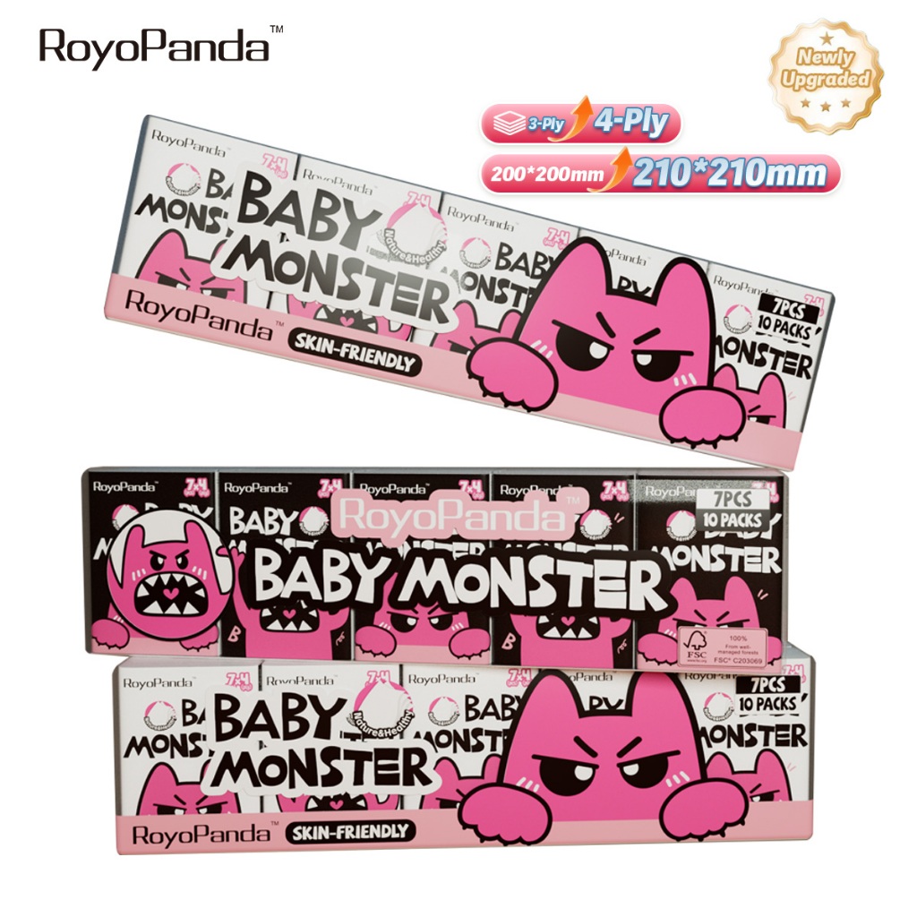 【30/60/90 Packs】 RoyoPanda Pocket Tissue Facial Tissue 4-ply 210*210mm ...