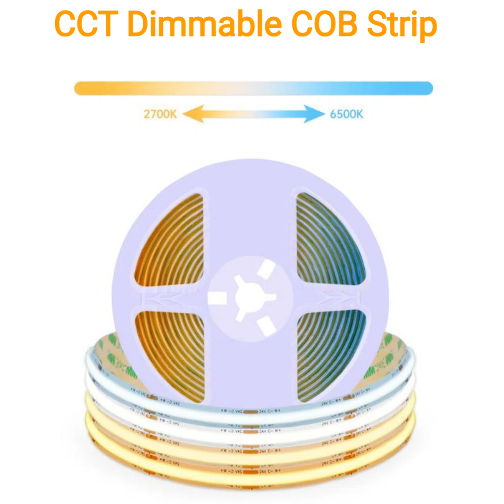 2M/5M/10M DC24V CCT 2700K-6500K Dimmable COB Strip Light 576LEDs/M High ...