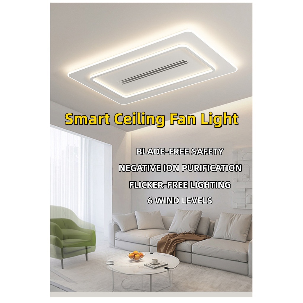 [Local Delivery] Ceiling Fan Light Modern Minimalist Bladeless Design ...