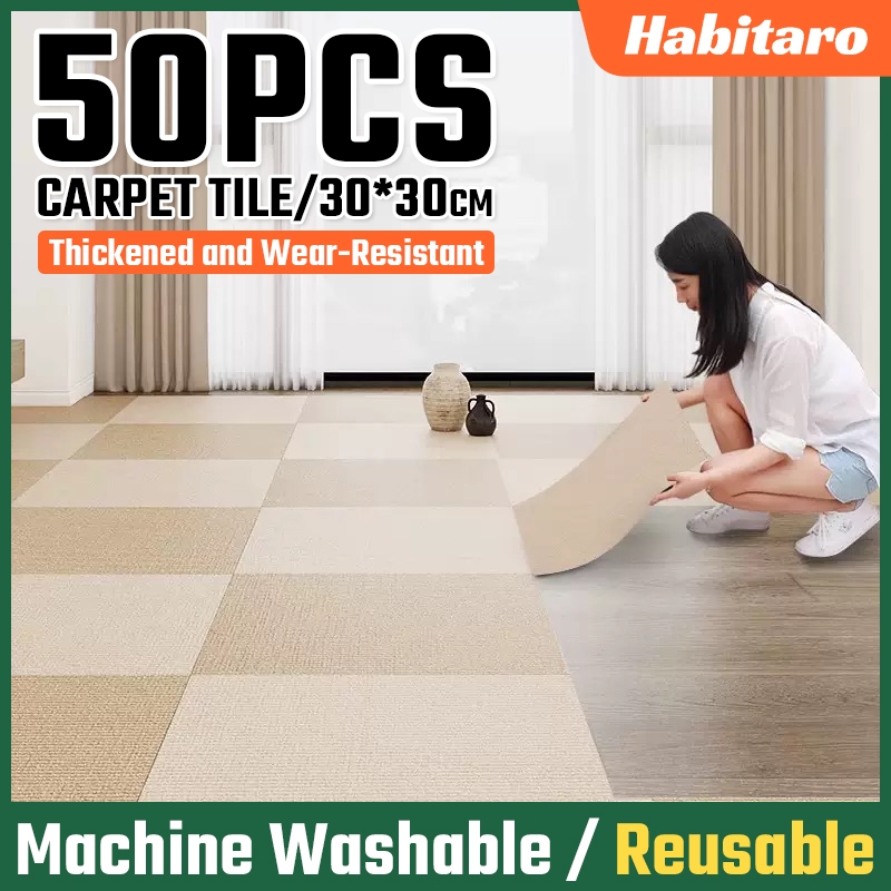 50PCS Carpet Floor Tiles 30x30cm Self Adhesive Non-Slip Square Carpet ...