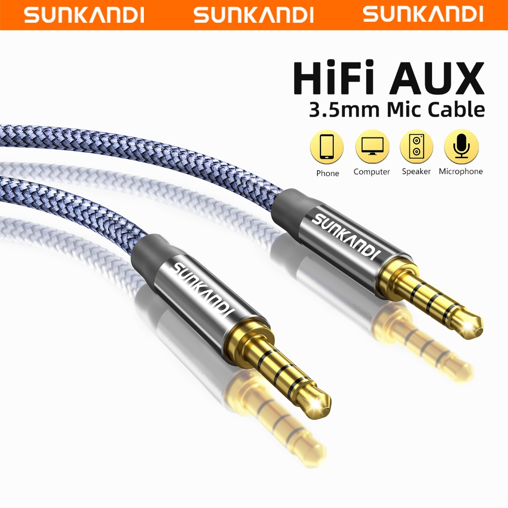 SUNKANDI Aluminum Alloy 3.5mm to 3.5mm Aux Jack Talkable Audio Cable ...