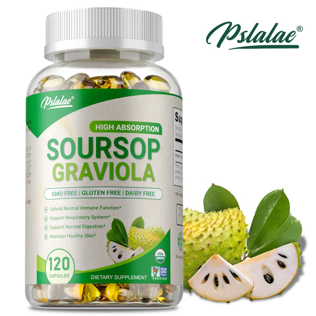 PSLALAE Soursop 1000 mg - Non-GMO, Gluten-Free 30/60/120 Capsules ...