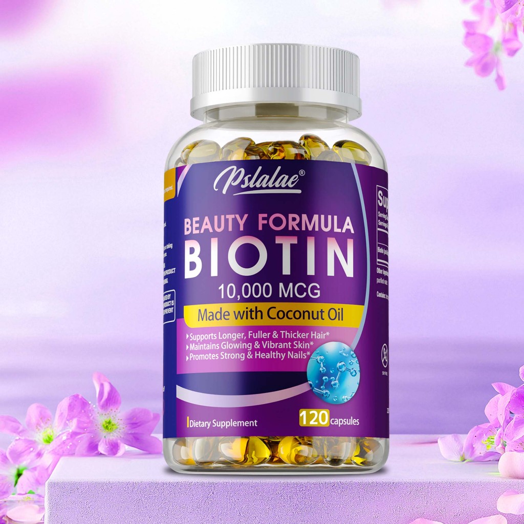 Biotin 10,000 mcg, Vegetarian-Friendly Biotin with Coconut Oil, Non-GMO ...