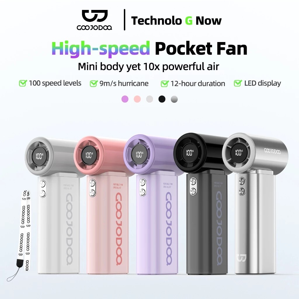 GOOJODOQ Fan GFS007 4000 mAh Turbo Mini Fan Rechargeable Handheld ...