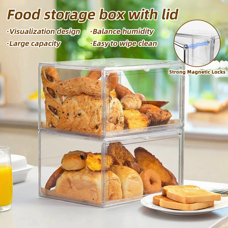 Large acrylic bread box Clear Bread Box Clear Boxes for Kitchen Counter ...