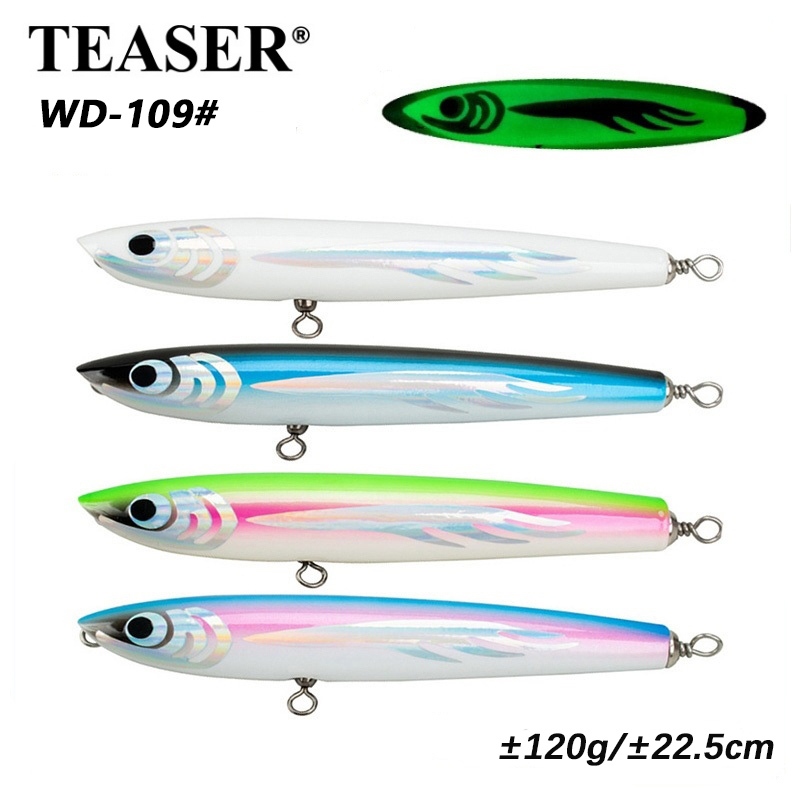 TEASER【WD109】 ±22.5cm ±120g Topwater Wooden Stickbait Lure Sea Wood ...