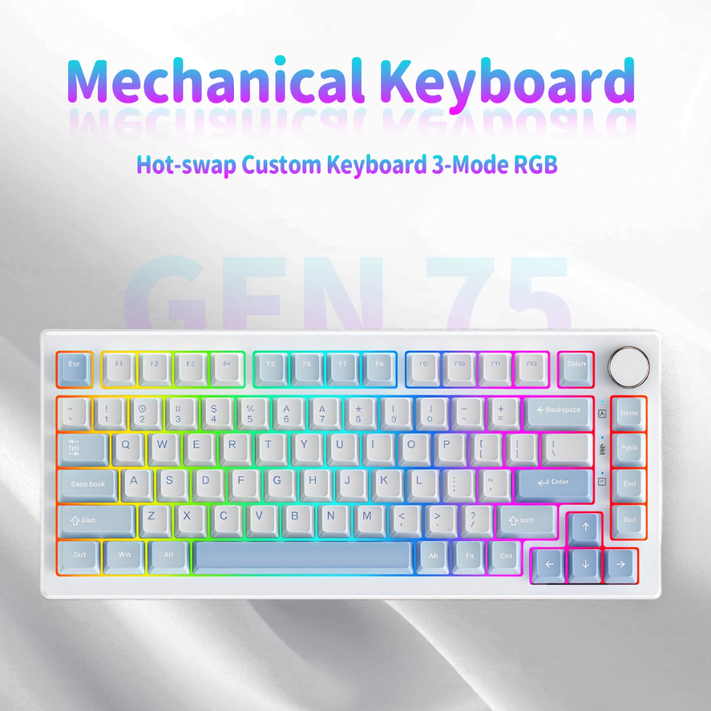 ELECFOX GEN 75 RGB Tri-Mode Wired & Wireless Hot Swappable Gaming ...