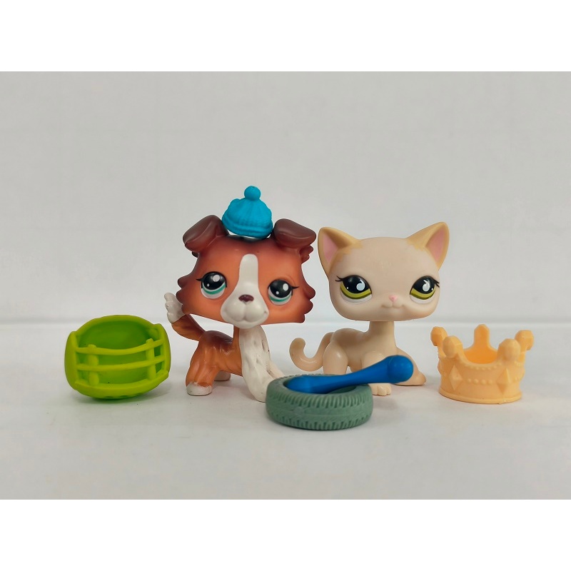 2pcs/lot LPS Figure Cat Dog #1542#733 W/Accessories Littlest Pet Shop ...