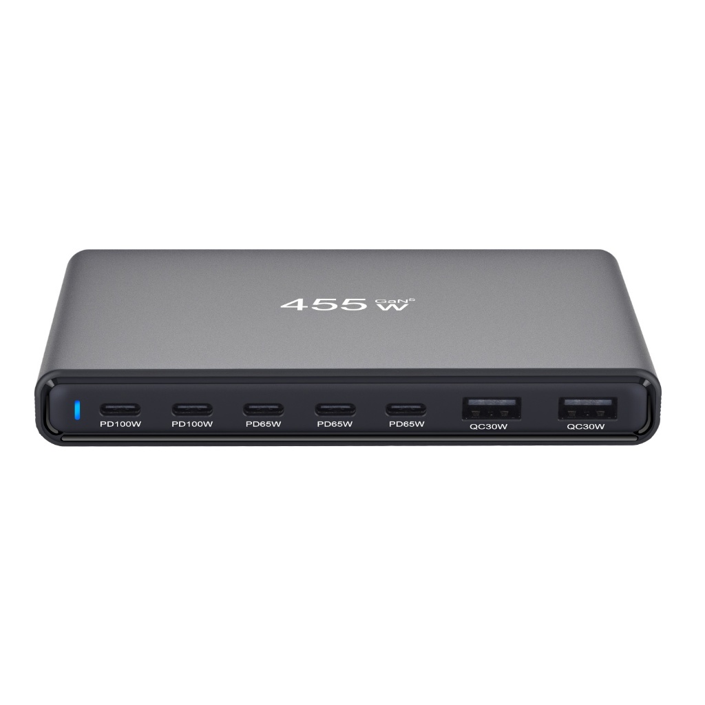 455W GaN Fast Charging Desktop Charging Station with 7 Output Ports ...