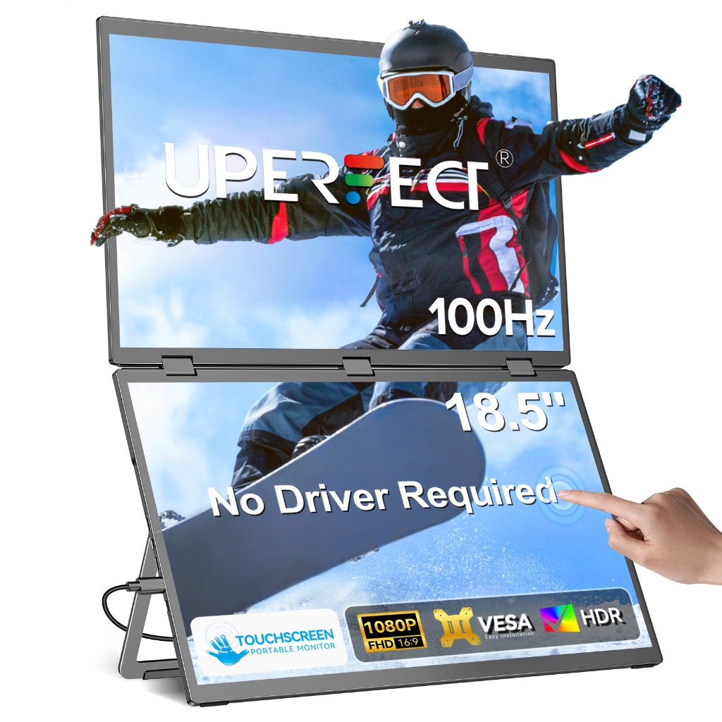 UPERFECT 18.5-inch Touch Dual Screen Portable Monitor 100Hz 1080P Full ...