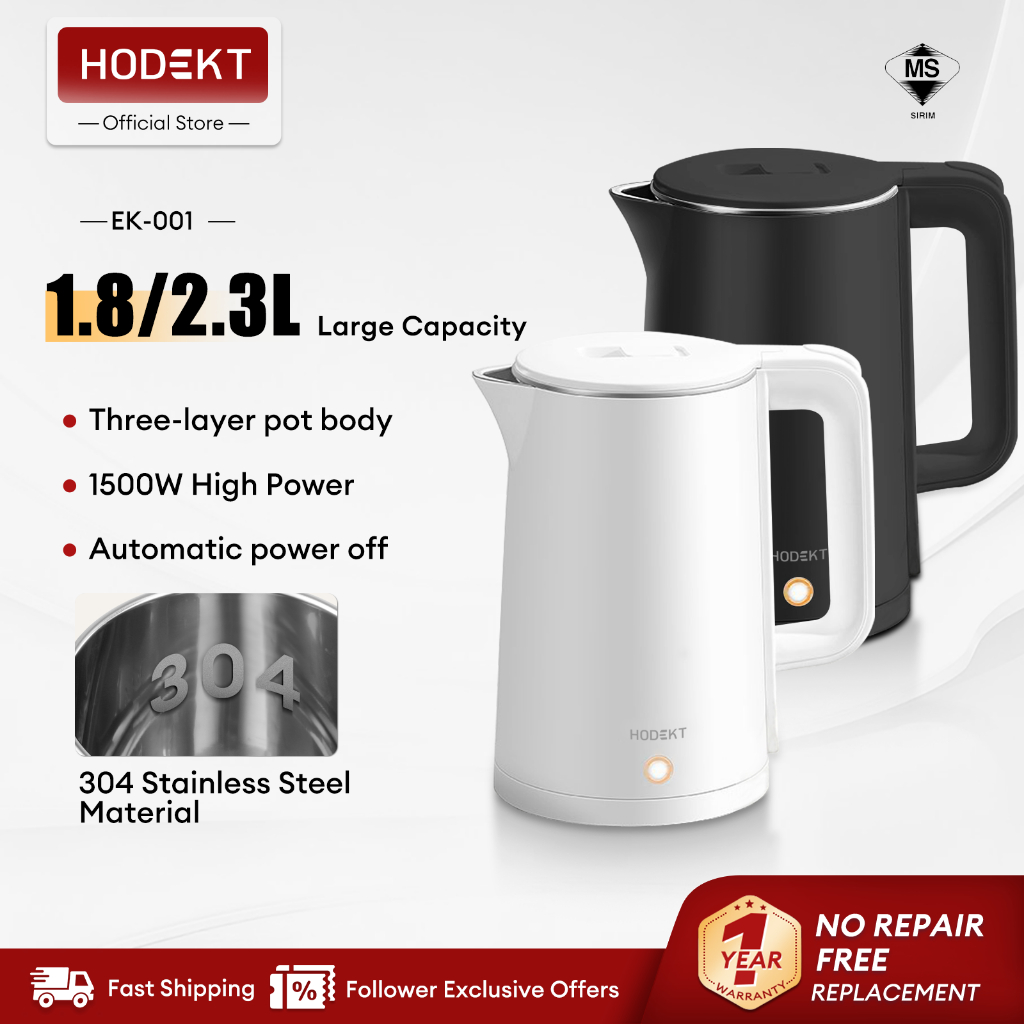 HODEKT Electric Kettle 1.8L/2.3L Capacity Electric Heater Stainless ...