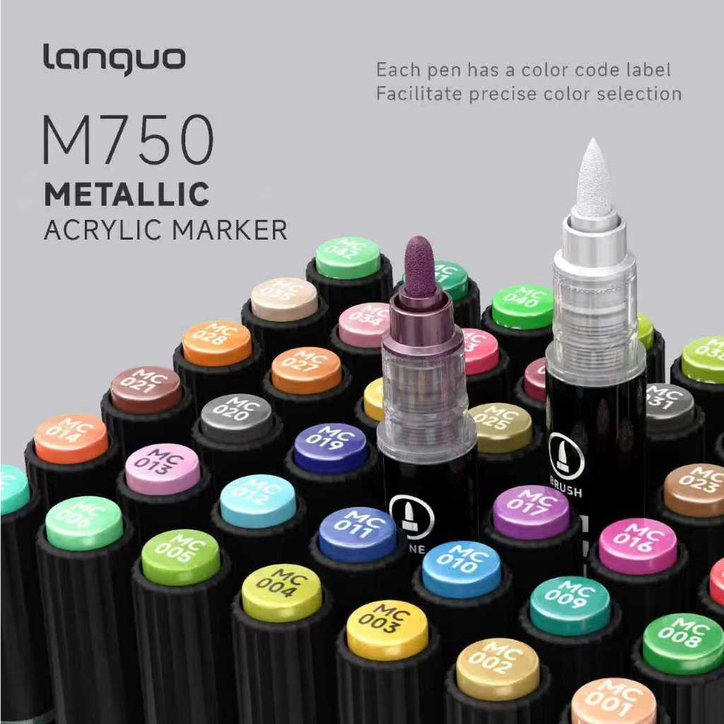 Languo 48 Colors Double-Headed Metal Marker Pen Acrylic Marker Pen Set ...