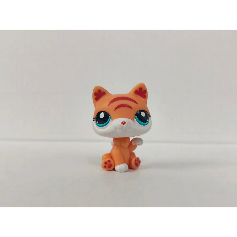 LPS Figure Licking Tiger Cat Kitten #2332 Blue Circle Eyes Littlest Pet ...
