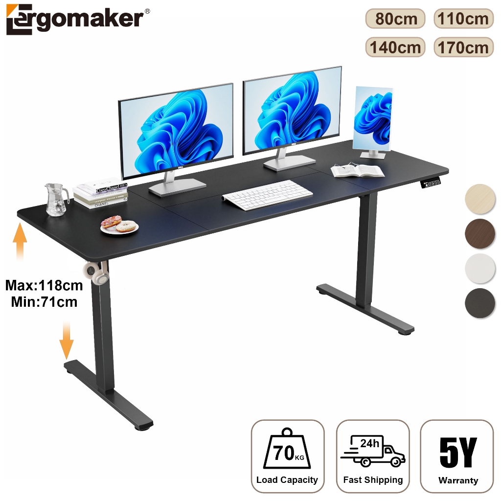 Ergomaker 170cm Electric Standing Desk Height Adjustable Office Desk Smart Lift Table Computer ...