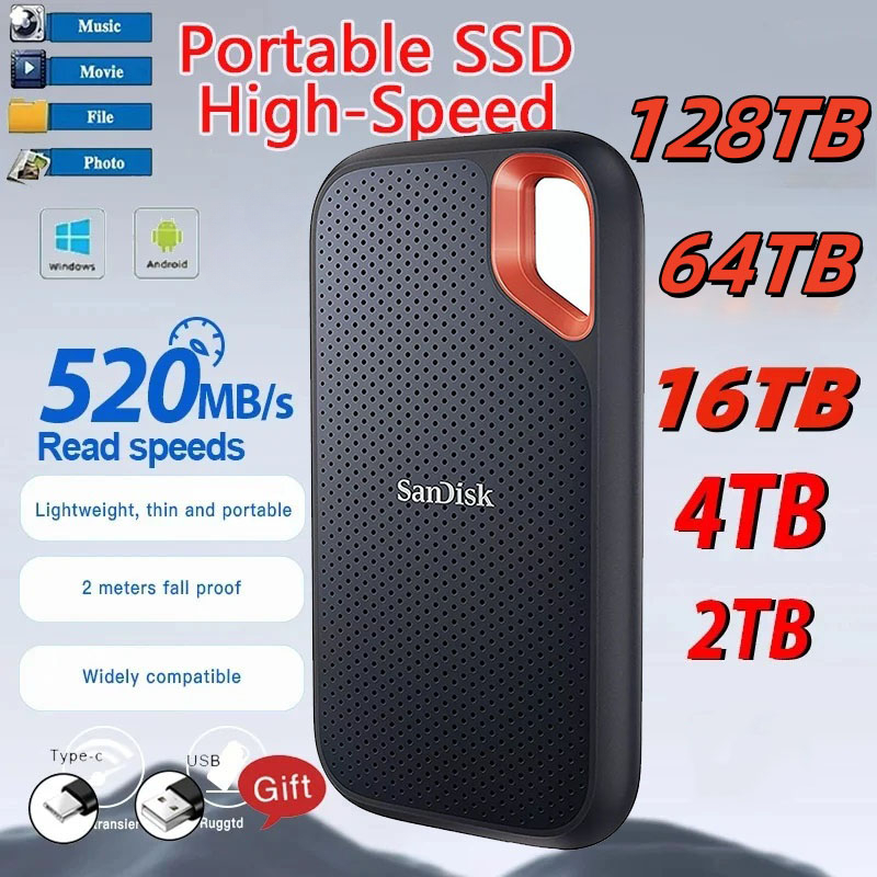 Portable SSD 128TB External Hard Drive 2TB 4TB 16TB Hard Disk USB 3.1 ...
