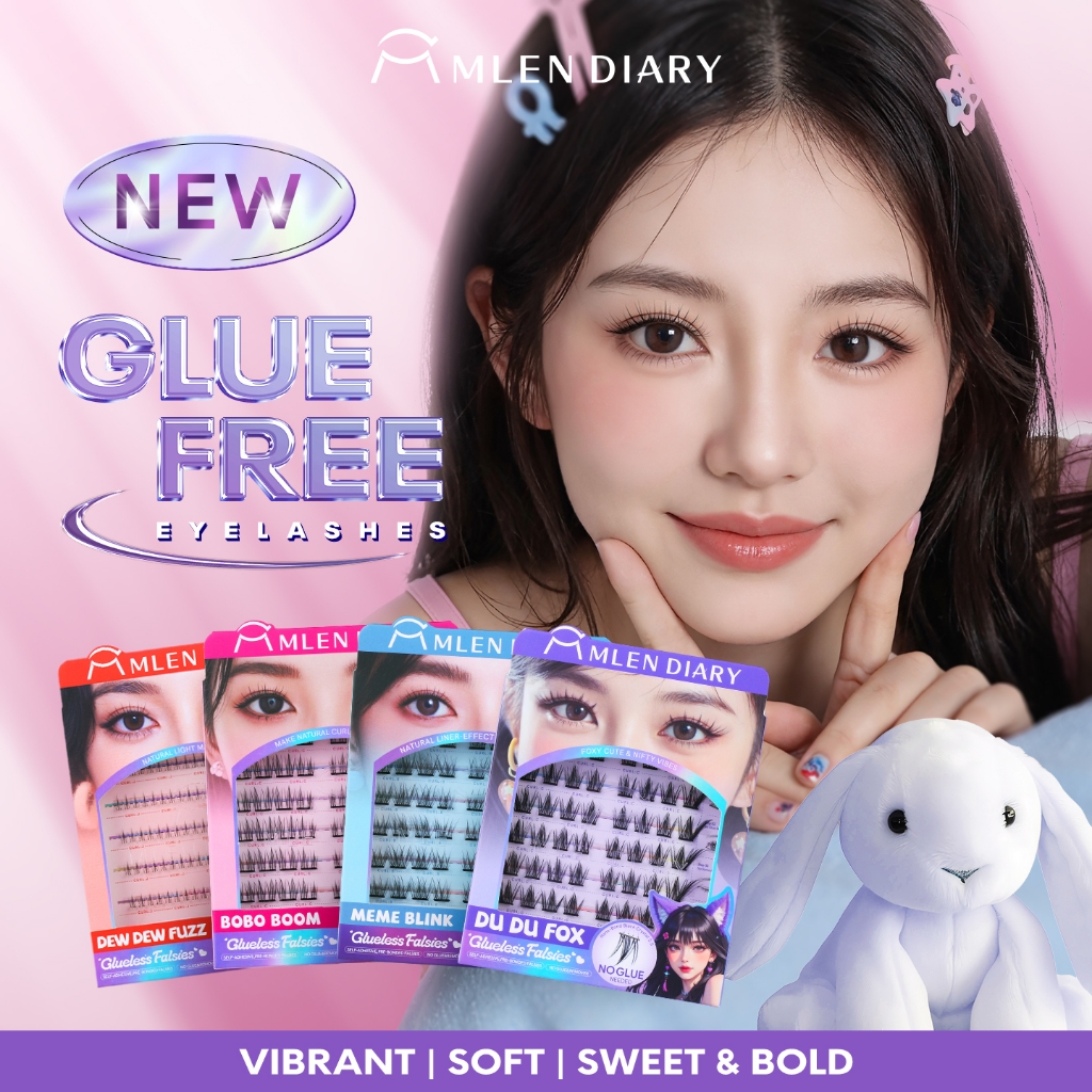 MLEN DIARY Eyelash Extension No Need Glue Cluster Self-Adhesive Lash ...