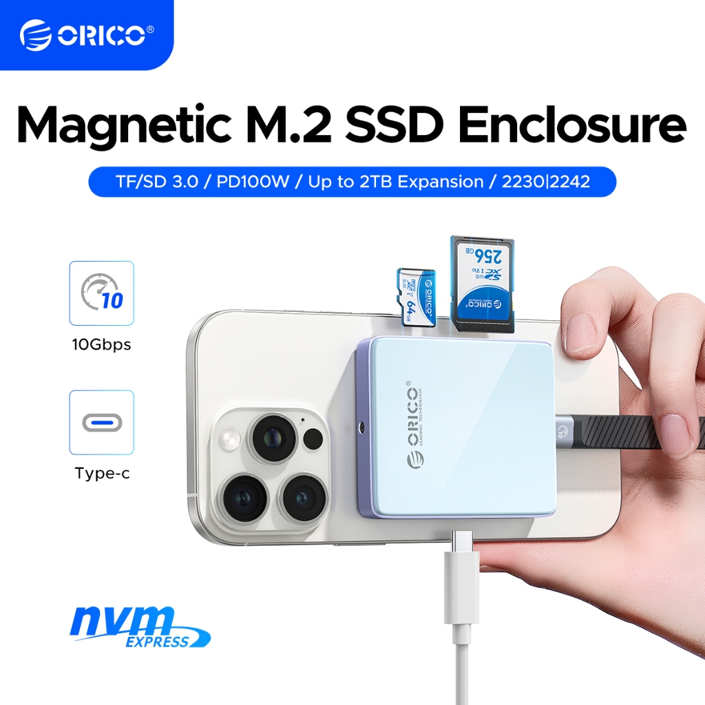 ORICO M.2 SSD Magnetic Enclosure 2230/2242 NVMe Enclosure PD 100W ...