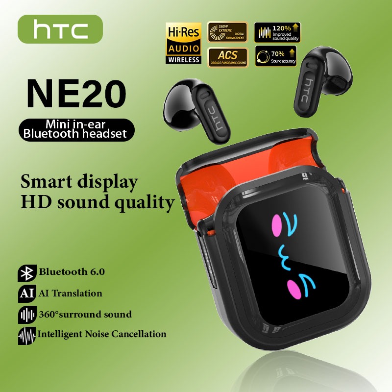 HTC NE20 Bluetooth 6.0 Open-Ear Earbuds LED Screen Display Charging ...