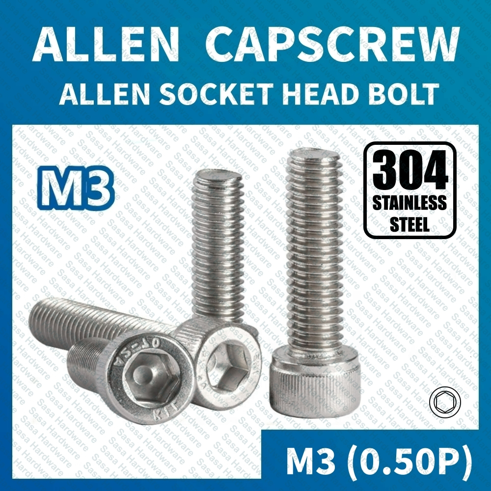 M3 (0.50P) STAINLESS 304 ALLEN CAPSCREW | ALLEN SOCKET HEAD BOLT ...
