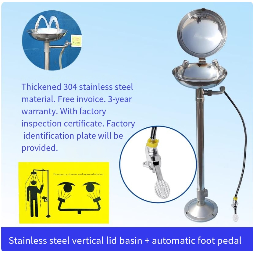 304 Stainless Steel Vertical Emergency Shower And Eyewash Station ...