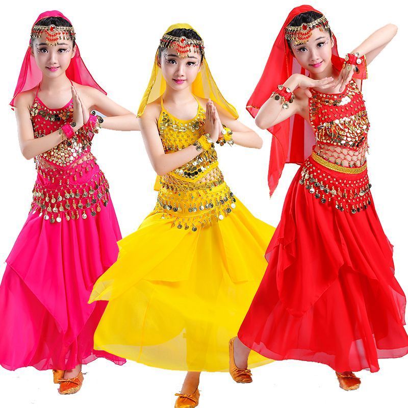 Children's Indian Dance Costume Girls' Belly Dance Short Sleeve Dancing ...