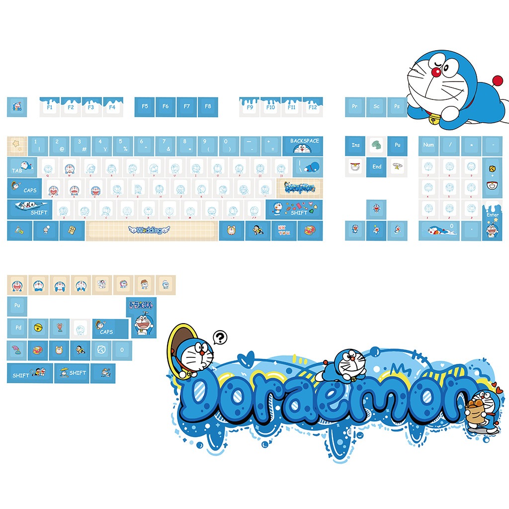Doraemon Keycap Cherry Profile 120 Keys PBT Five-sided Dye Sublimation ...