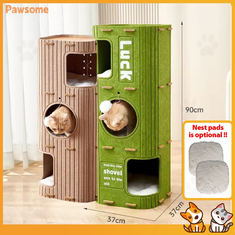 Pawsome Multi Layer Cat Nest Hiding House Scratching Cat Tree Cat ...