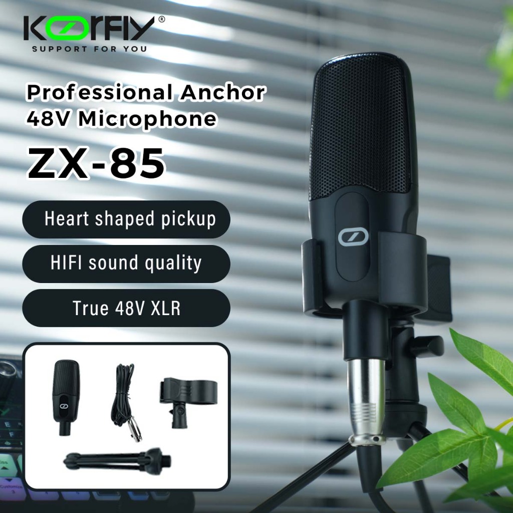 KOORFLY ZX85 Condenser Microphone Wired Mic Podcast Microphone for ...