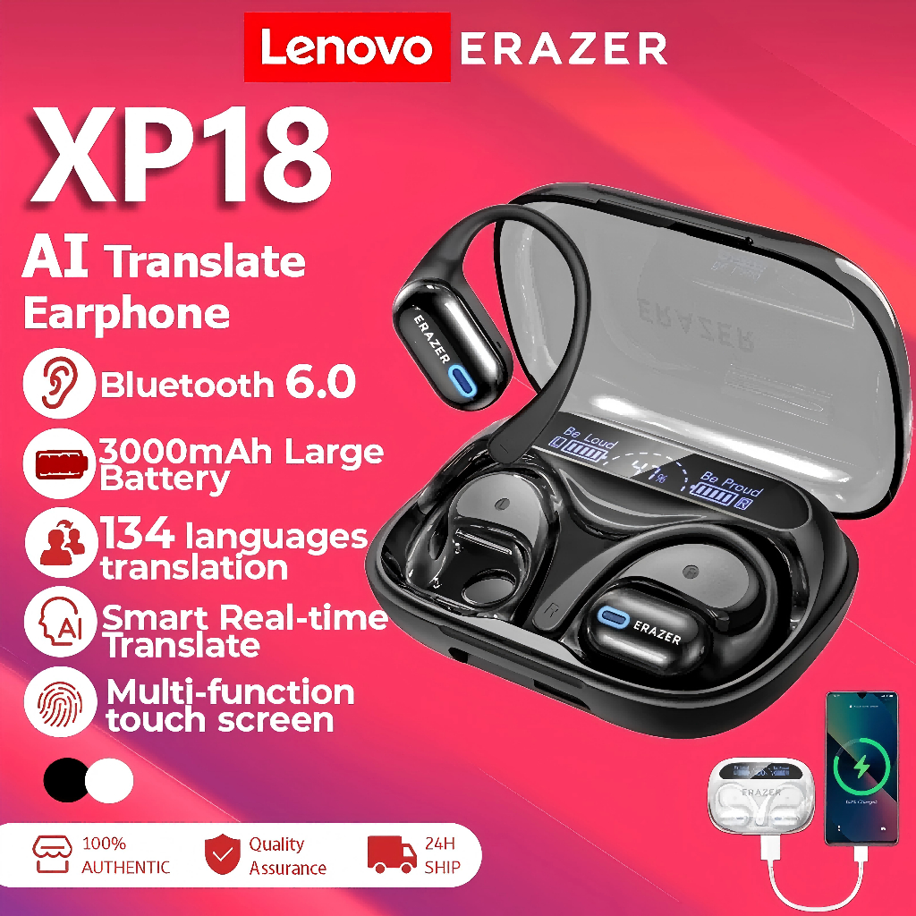 Lenovo ERAZER XP18 AI Translation Earbuds Real-time Traslate 134 Languages Bluetooth 6.0 ...