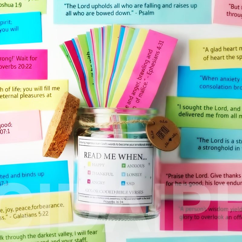 Bible Verse Jar Read Me When Colorful Paper Christian Cards Color Coded ...