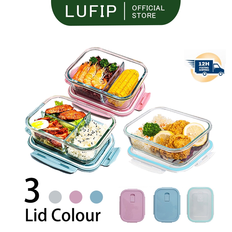 Glass Lunch Box With Divider Baunan Microwaveable Food Container Oven ...