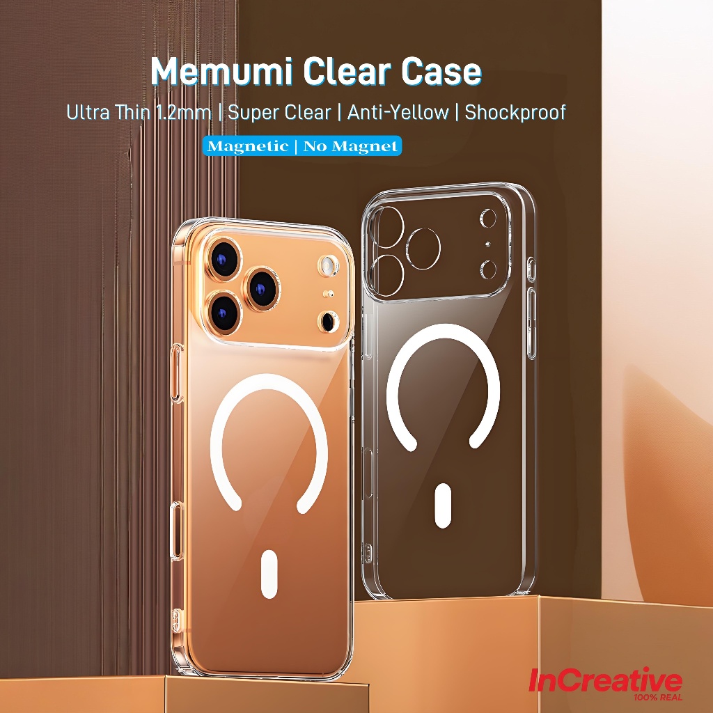 Memumi Super Clear Magnetic Hard Case for iPhone 17 Pro Max - 1.2mm ...