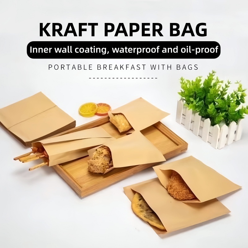 50Pcs Greaseproof Paper Bag Pouch Food Wrapper Sandwich Pouch Fried ...