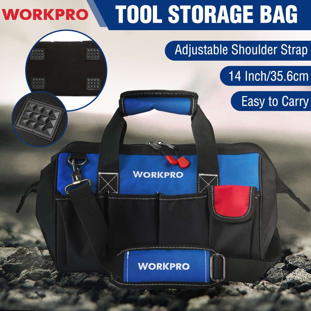 Workpro 14" Tool Bags Waterproof Base Storage Shoulder Bag Handbag ...