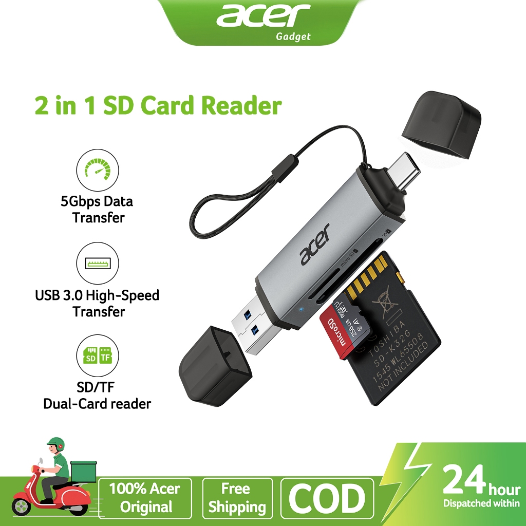 Acer SD Card Reader USB 3.0 C/A 2 in 1 OTG Dual Slots Type C to Micro ...