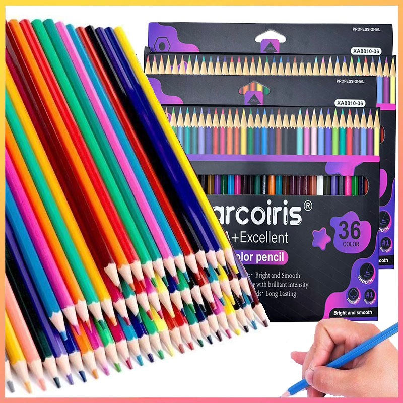 12/18/24/36Pcs Set Color Pencil For Kids Wooden Art Painting Colored ...