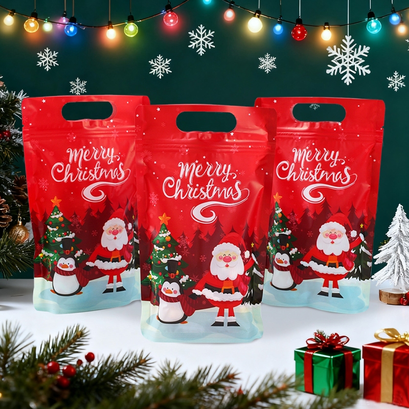 【Resealable】10/25PCS Christmas Gift Bag Santa Claus Christmas Lootbags ...