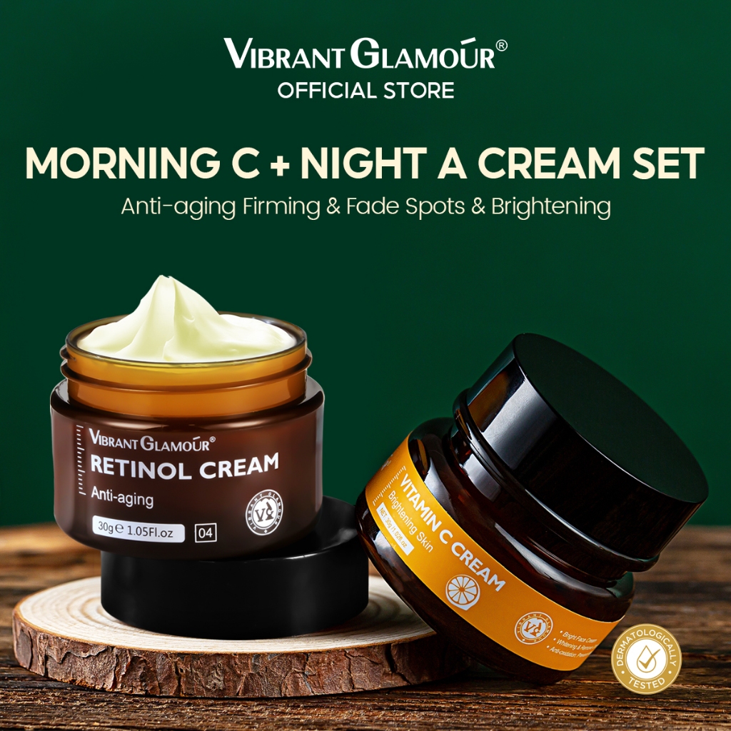 VIBRANT GLAMOUR Morning C Night A Cream Set 2PCS Retinol Vitamin C ...