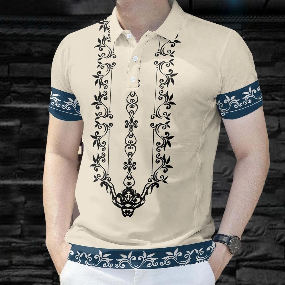 2025 Retro Ethnic Style Baron Asian Style Men's Polo Shirt Short Sleeve ...