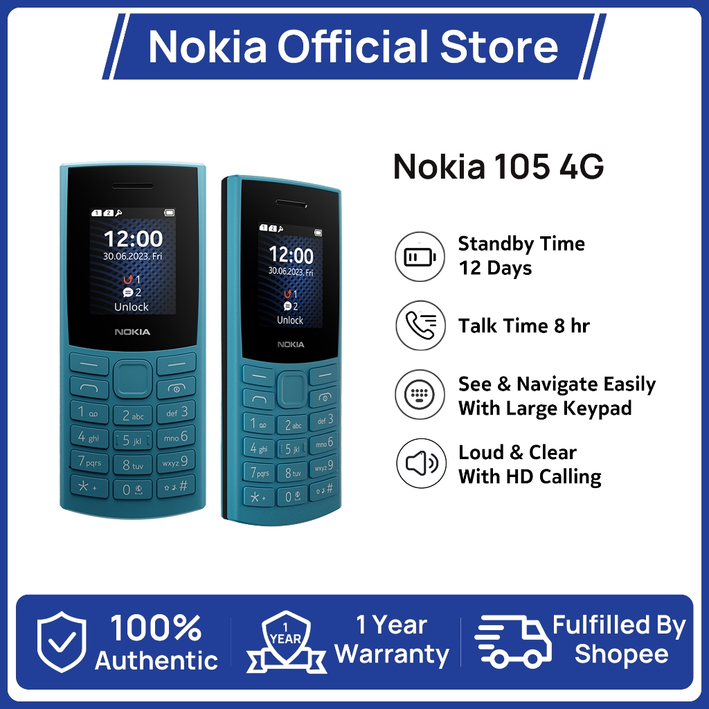 Nokia 105 2G/4G Keypad Basic Phone 1.8'' Screen Dual Sim 22 Days Long Standby 1 Year Warranty ...