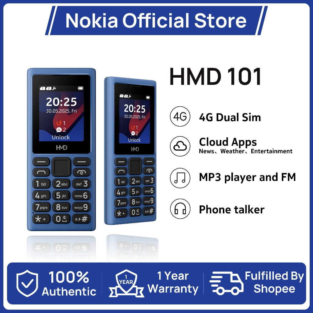 New HMD 101 4G Basic Keypad Phone With Cloud Apps Dual LED Torch MP3 ...