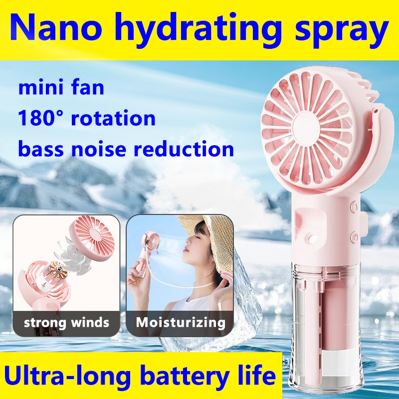 Nano hydrating spray Handheld Fan Rechargeable 180° rotation, 4 speed ...