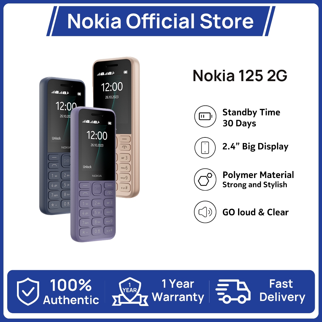 Nokia 125（2023） Basic Phone 2G Dual Sim 2.4 inches 1450 mAh Extra Long ...