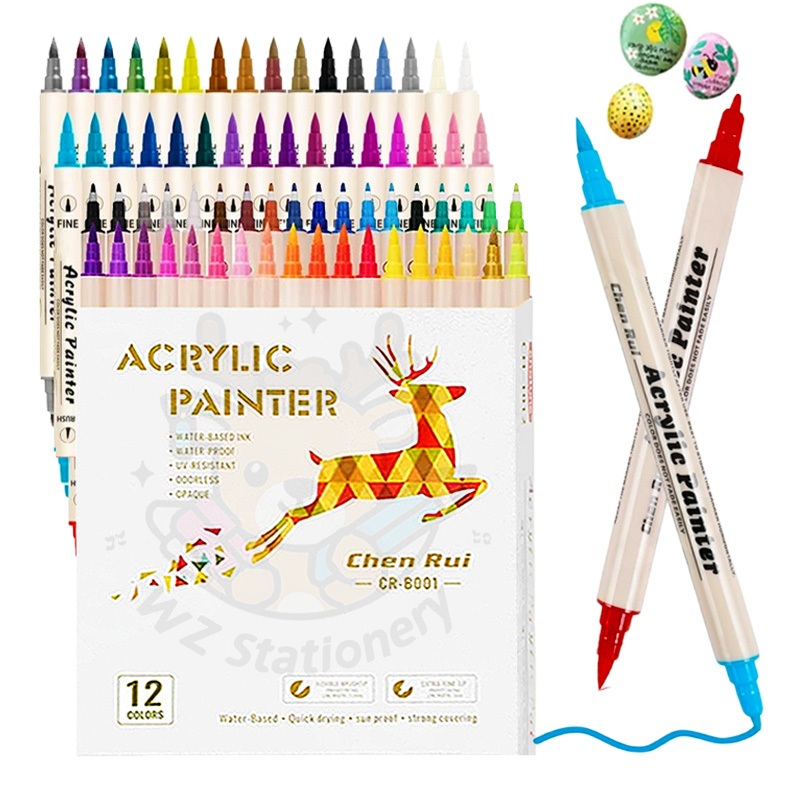 60 Color Dual Tip Acrylic Marker Pen Coloring Pen Highlighter Set Of ...