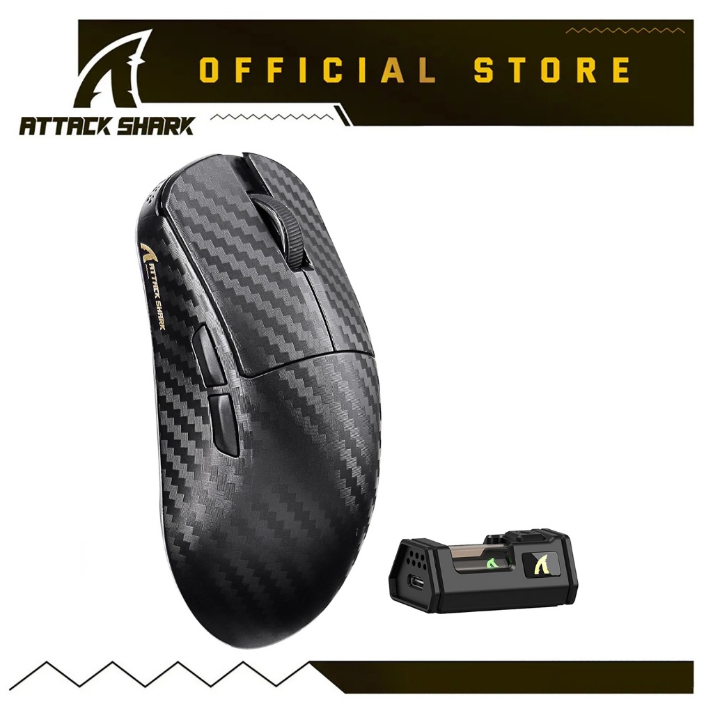 ATTACK SHARK R11 ULTRA Carbon Fiber Wireless 8K PAW3950MAX Gaming Mouse ...