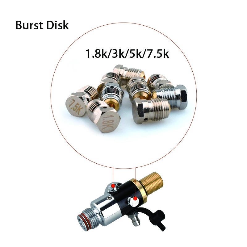 HPA Scuba CO2 Air Tank Pressure Regulator Burst Disk Safety Screw 1.8K ...