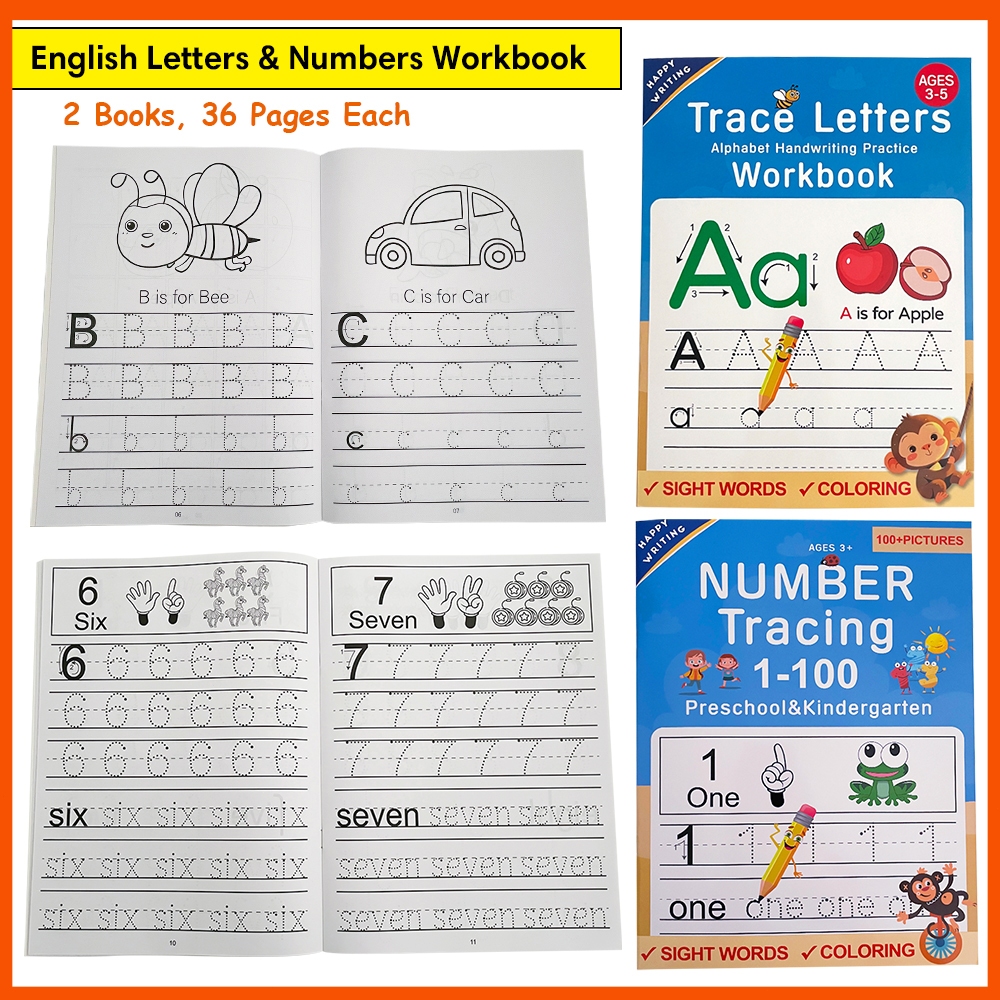 26 English Alphabet & Numbers Practice Book Pen Control Training in ...