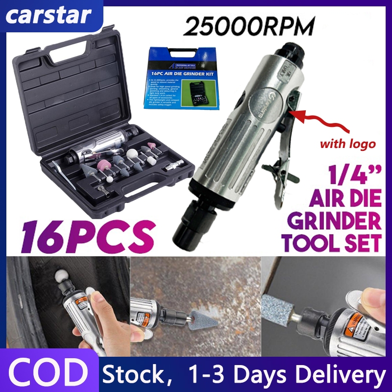 16PCS 1/4" Air Die Grinder Kit Set Car Air Compressor 90psi Grinder ...